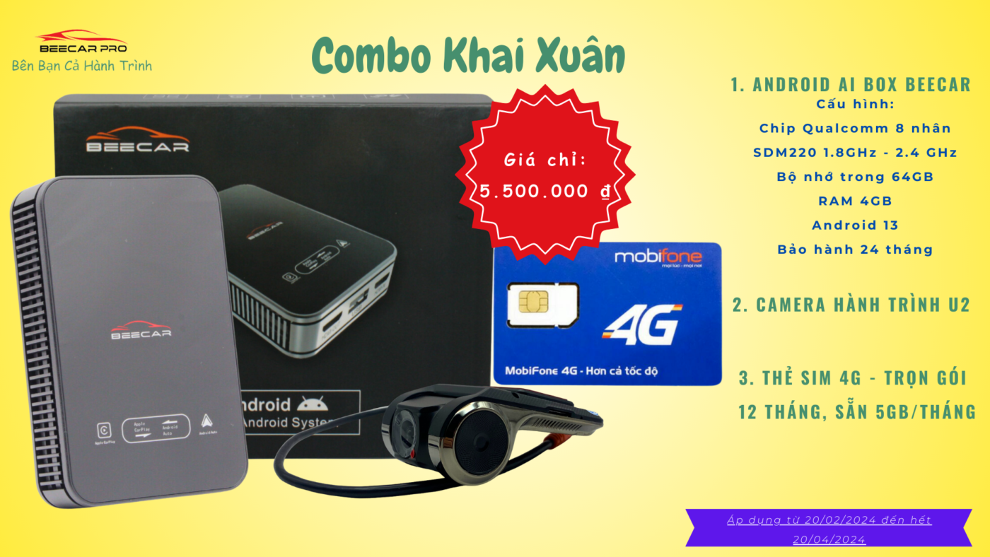 Combo Android AI Box Beecar - Màn Hình Ô Tô Thông Minh Beecar